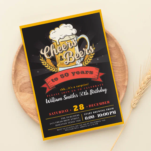 Surprise beer birthday party invitation | Zazzle