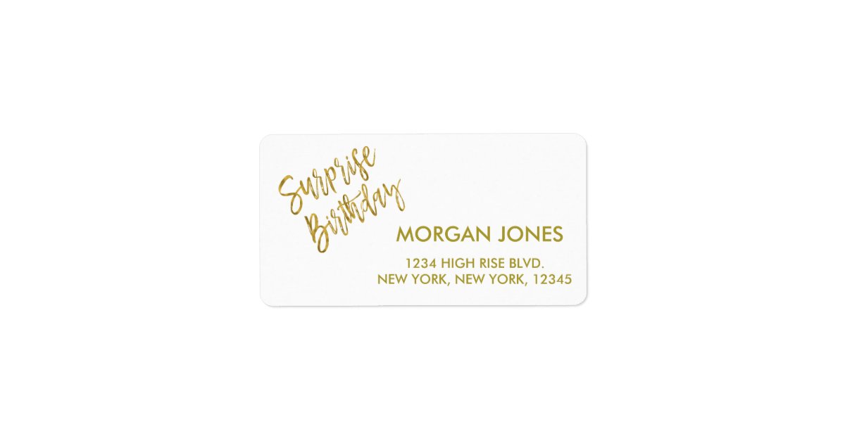 Surprise Birthday Party Birthday Address Label | Zazzle
