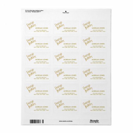 Surprise Birthday Party Birthday Address Label | Zazzle