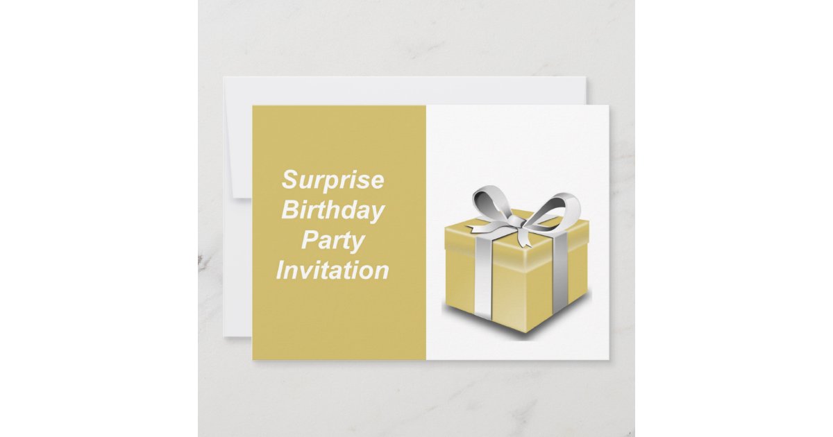 Surprise Birthday party invitation with gift box | Zazzle