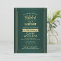 Surprise Birthday Party Shhh! Elegant Green & Gold Invitation | Zazzle