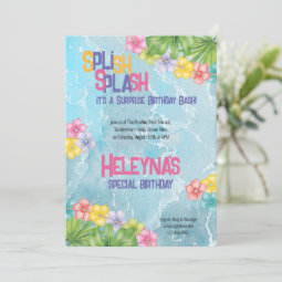 Surprise Birthday Pool Party Summer Invitation | Zazzle