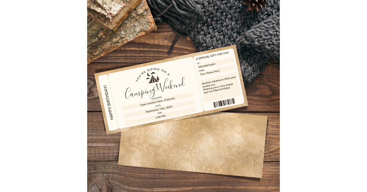 Surprise Boarding Pass Ticket Camping Weekend Invitation | Zazzle
