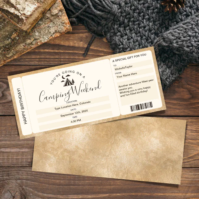 Surprise Boarding Pass Ticket Camping Weekend Invitation | Zazzle