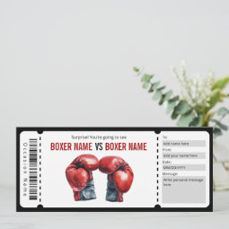 Surprise Boxing Match Ticket Gift Certificate Invitation | Zazzle