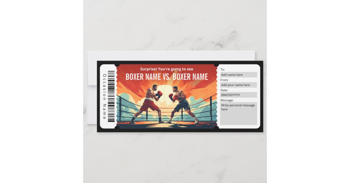 Surprise Boxing Match Ticket Gift Certificate Invitation | Zazzle