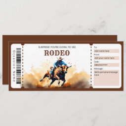 Surprise Bull Rodeo Ticket Gift Certificate Invitation | Zazzle
