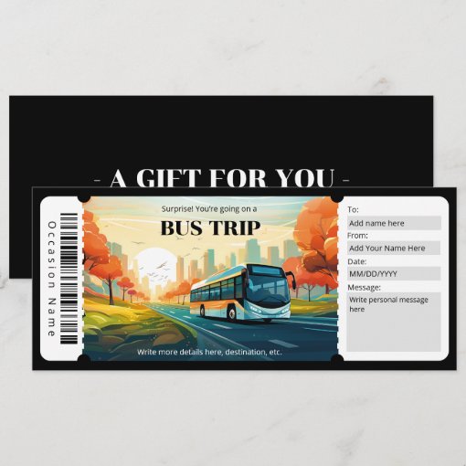 Surprise Bus Ticket Gift Certificate Invitation | Zazzle