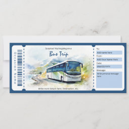 Surprise Bus Ticket Gift Certificate Invitation | Zazzle