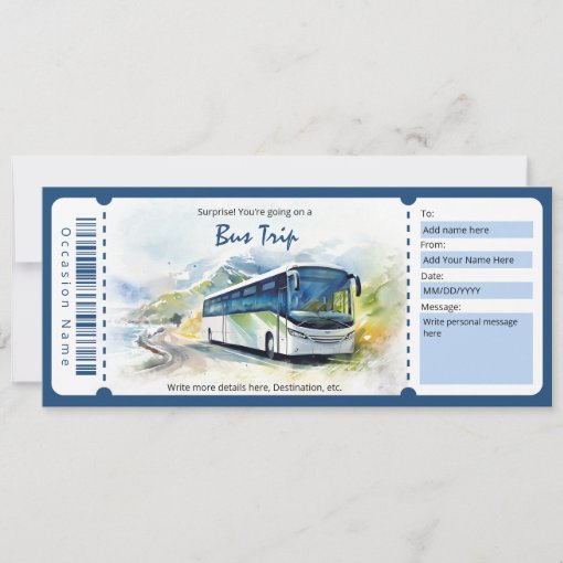 Surprise Bus Ticket Gift Certificate Invitation | Zazzle