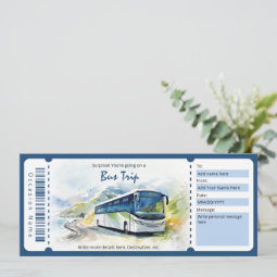 Surprise Bus Ticket Gift Certificate Invitation | Zazzle