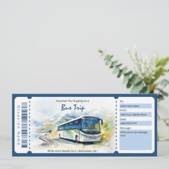 Surprise Bus Ticket Gift Certificate Invitation | Zazzle