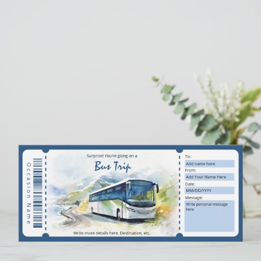 Surprise Bus Ticket Gift Certificate Invitation | Zazzle