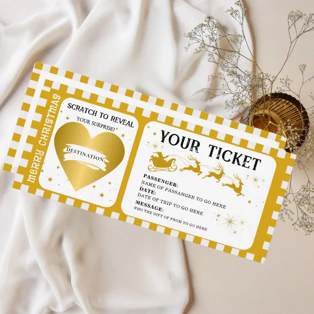 Surprise Christmas Faux Scratch-Off Boarding Pass Invitation | Zazzle