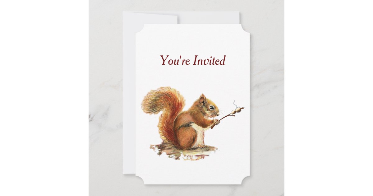 Surprise Cookout BBQ Birthday Squirrel Humor Invitation | Zazzle