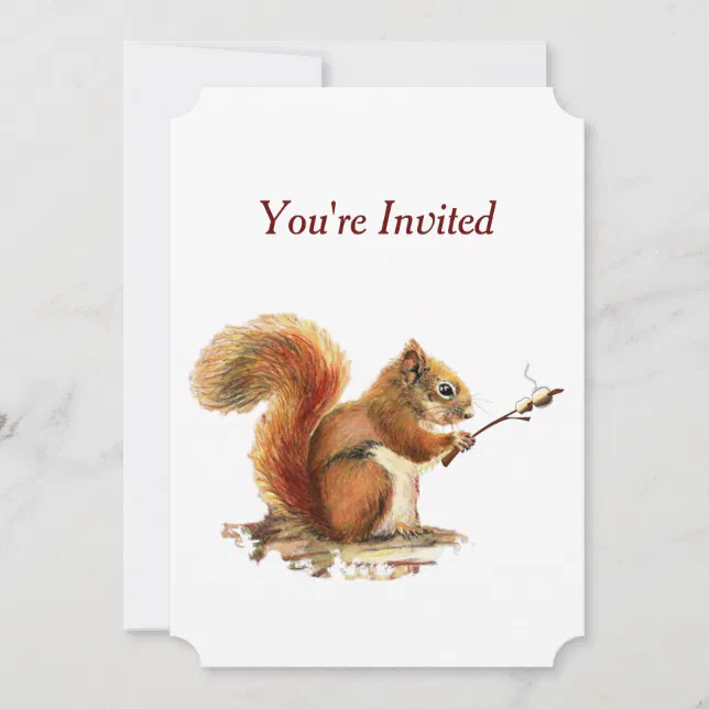 Surprise Cookout BBQ Birthday Squirrel Humor Invitation | Zazzle