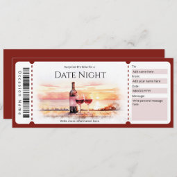 Surprise Date Night Gift Ticket Template | Zazzle