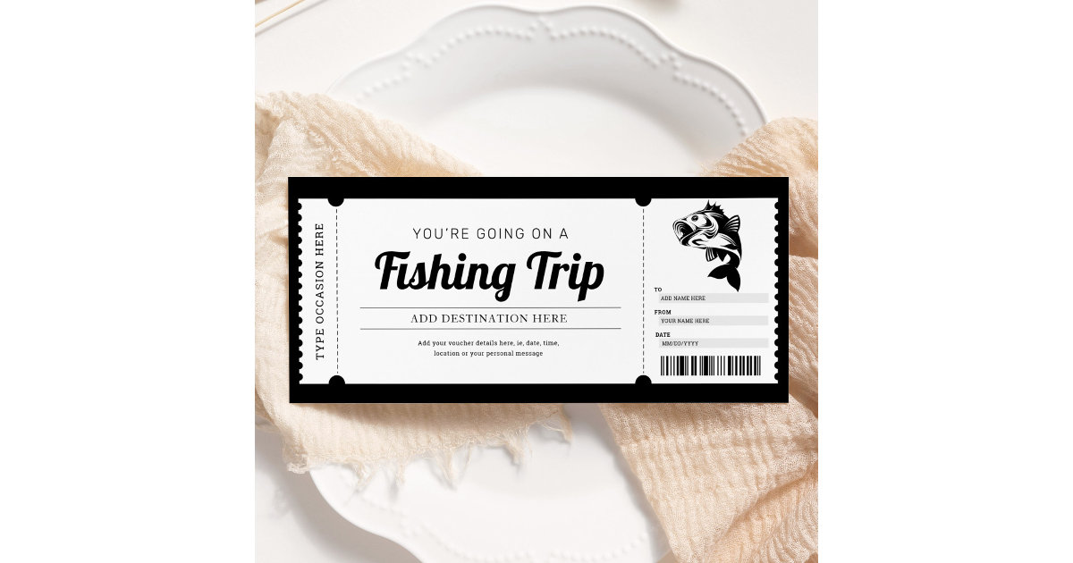 Surprise Fishing Trip Gift Ticket Voucher Invitation | Zazzle