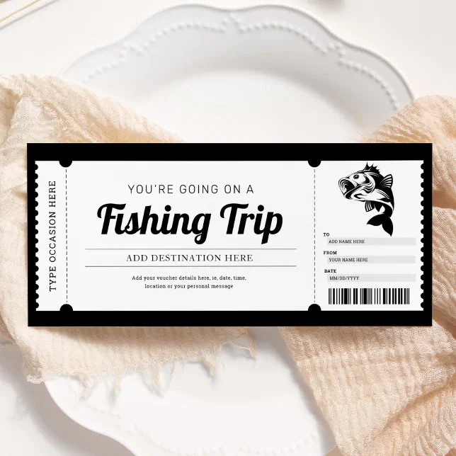Surprise Fishing Trip Gift Ticket Voucher Invitation | Zazzle