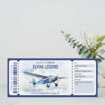 Surprise Flying Lessons Gift Voucher Invitation | Zazzle