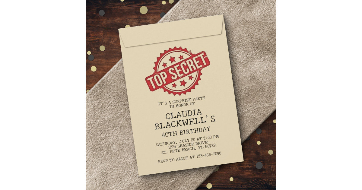 Surprise Fun Top Secret Birthday Invitation | Zazzle