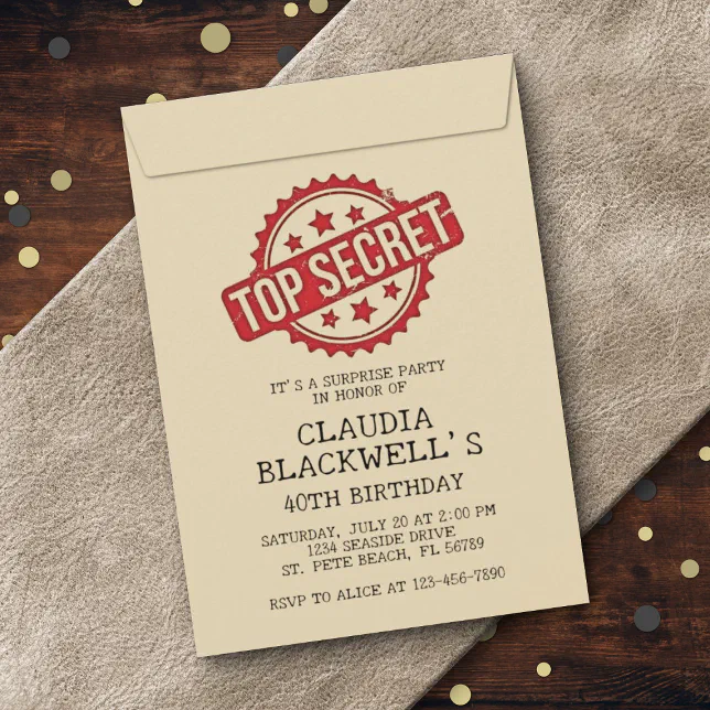 Surprise Fun Top Secret Birthday Invitation | Zazzle