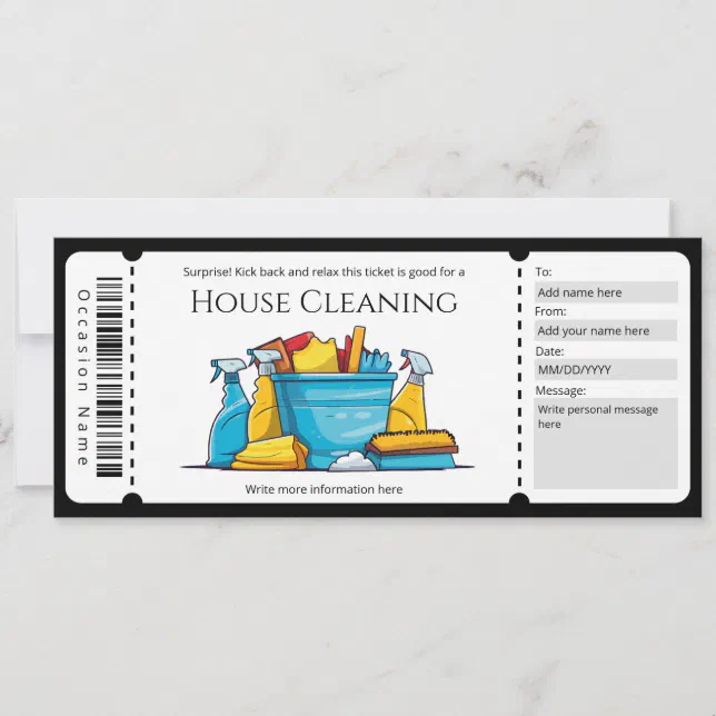 Surprise House Cleaning Gift Certificate Template | Zazzle