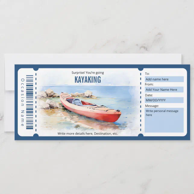 Surprise Kayaking Gift Certificate Template | Zazzle