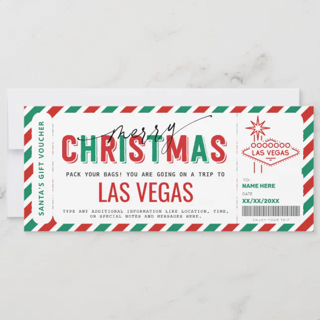 Surprise Las Vegas Trip Gift Ticket Voucher Invitation | Zazzle