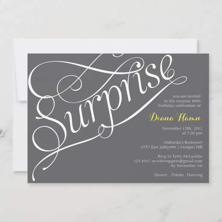 "SURPRISE" Milestone Birthday or Event Invitation | Zazzle