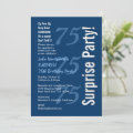 SURPRISE Modern 75th Birthday Navy Blue and White Invitation | Zazzle