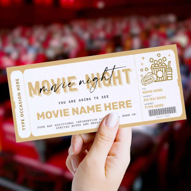Surprise Movie Night Ticket Voucher Coupon | Zazzle