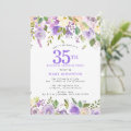 SURPRISE PARTY 35th Birthday Pretty Purple Floral Invitation | Zazzle
