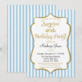 Surprise Party Invitation Light Blue Gold Elegant | Zazzle