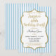 Surprise Party Invitation Light Blue Gold Elegant | Zazzle