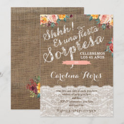 Surprise Party Invites for Female in Spanish | Zazzle