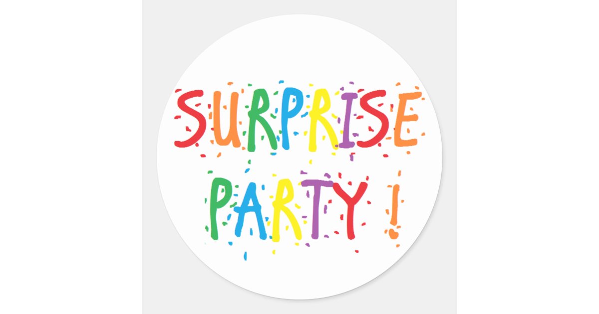 "Surprise Party" Stickers | Zazzle