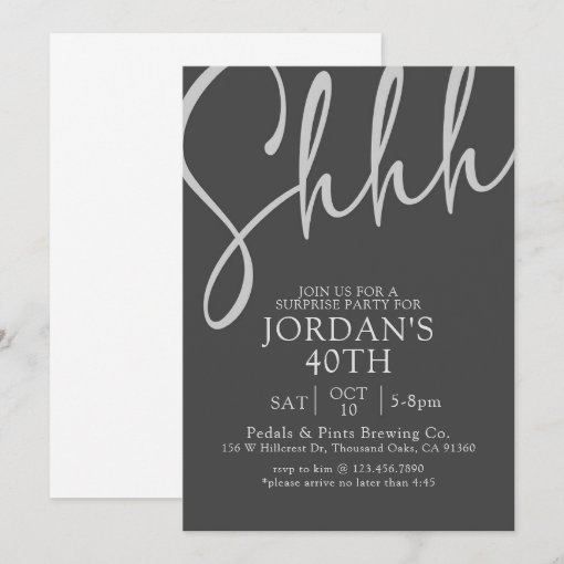 Surprise Party, Surprise Birthday invitation, Shh Invitation | Zazzle