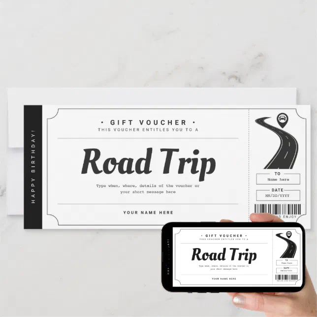 Surprise Road Trip Ticket Gift Voucher Certificate Invitation | Zazzle