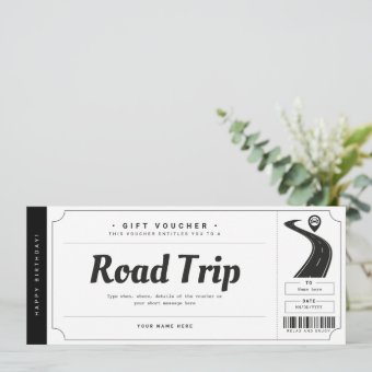 Surprise Road Trip Ticket Gift Voucher Certificate Invitation | Zazzle