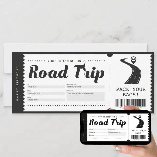 Surprise Road Trip Ticket Gift Voucher Certificate Invitation | Zazzle