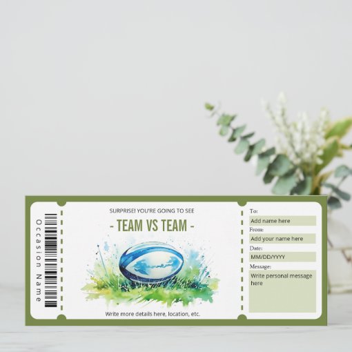 Surprise Rugby Game Ticket Template | Zazzle
