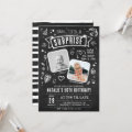 Surprise Rustic Chalk Doodle 2 Photo Birthday Invitation | Zazzle