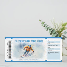 Surprise Skiing Gift Voucher Template | Zazzle