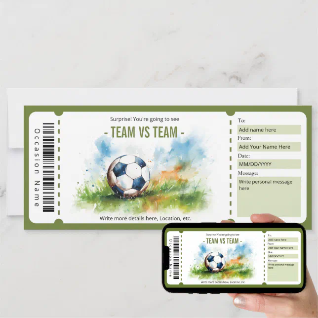 Surprise Soccer Game Gift Voucher Invitation | Zazzle