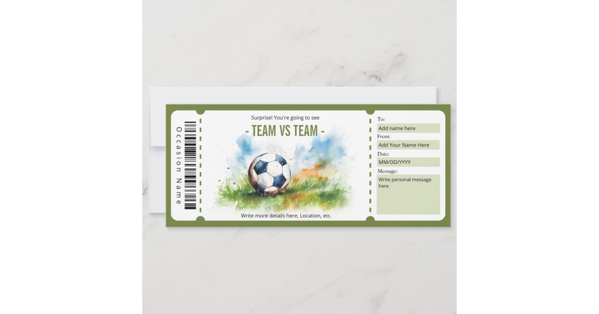 Surprise Soccer Game Gift Voucher Invitation | Zazzle