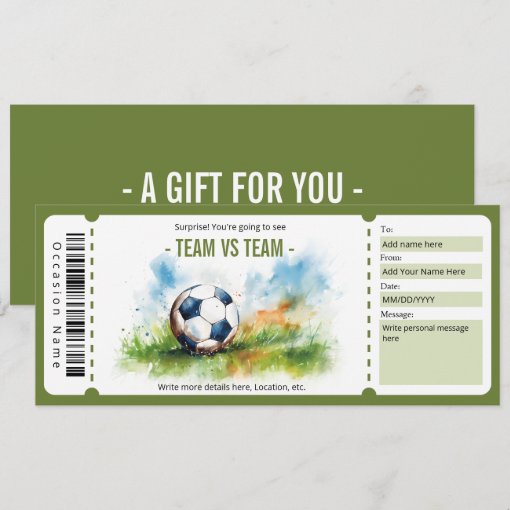 Surprise Soccer Game Gift Voucher Invitation | Zazzle