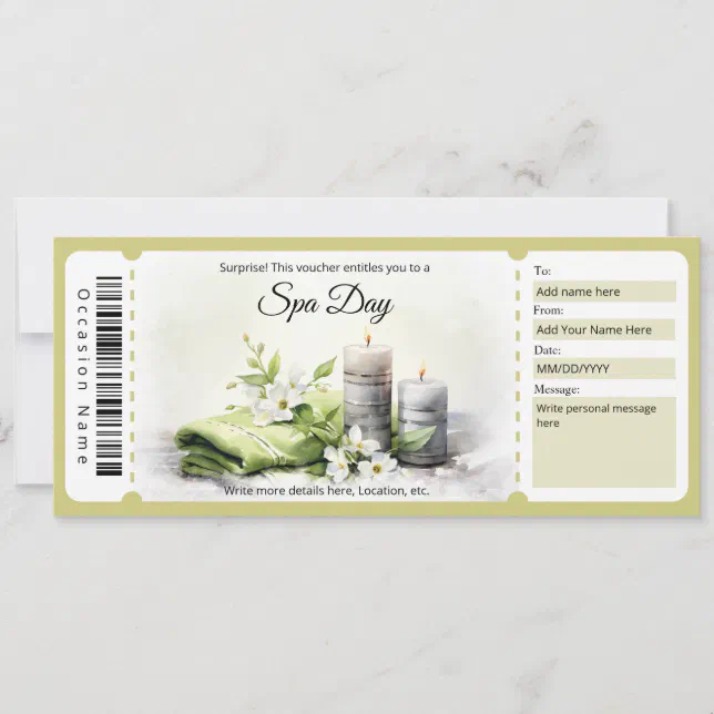 Surprise Spa Day Gift Certificate Template | Zazzle