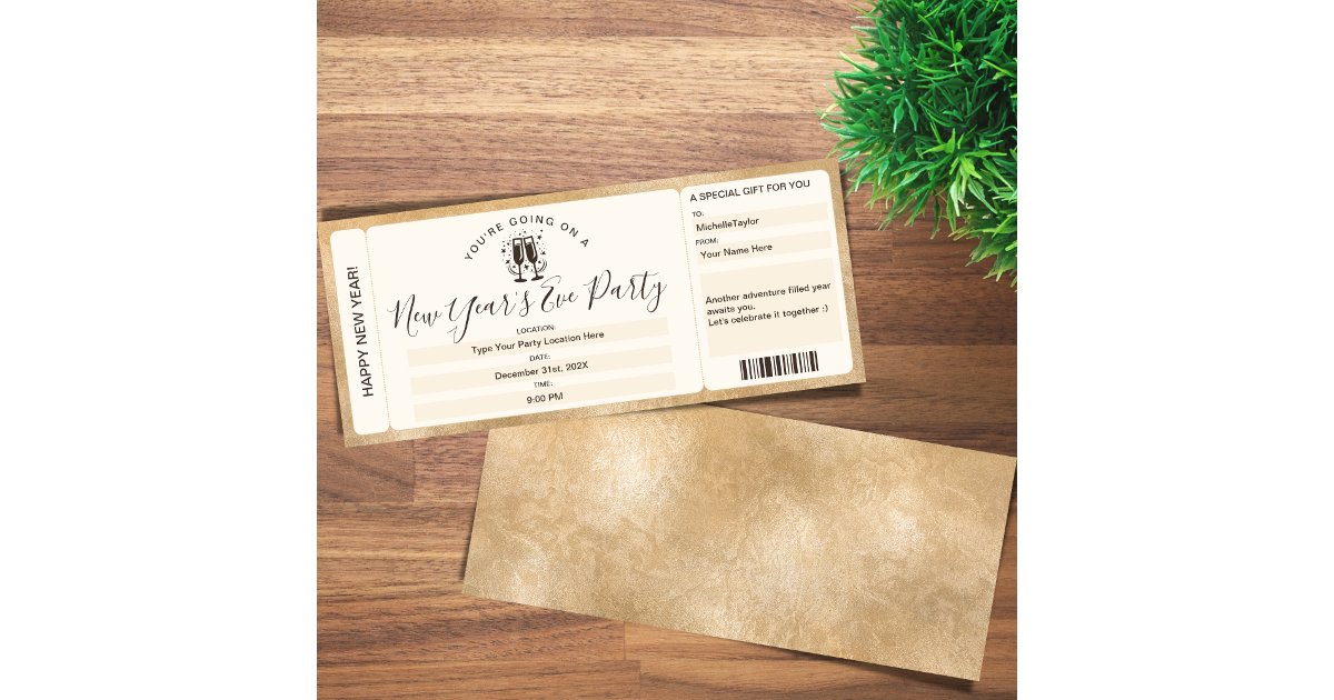 Surprise Ticket New Year Eve's Party Voucher Invitation | Zazzle