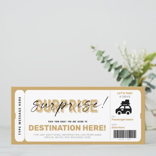 Surprise Trip Voucher Road Trip Fake Gift Ticket | Zazzle